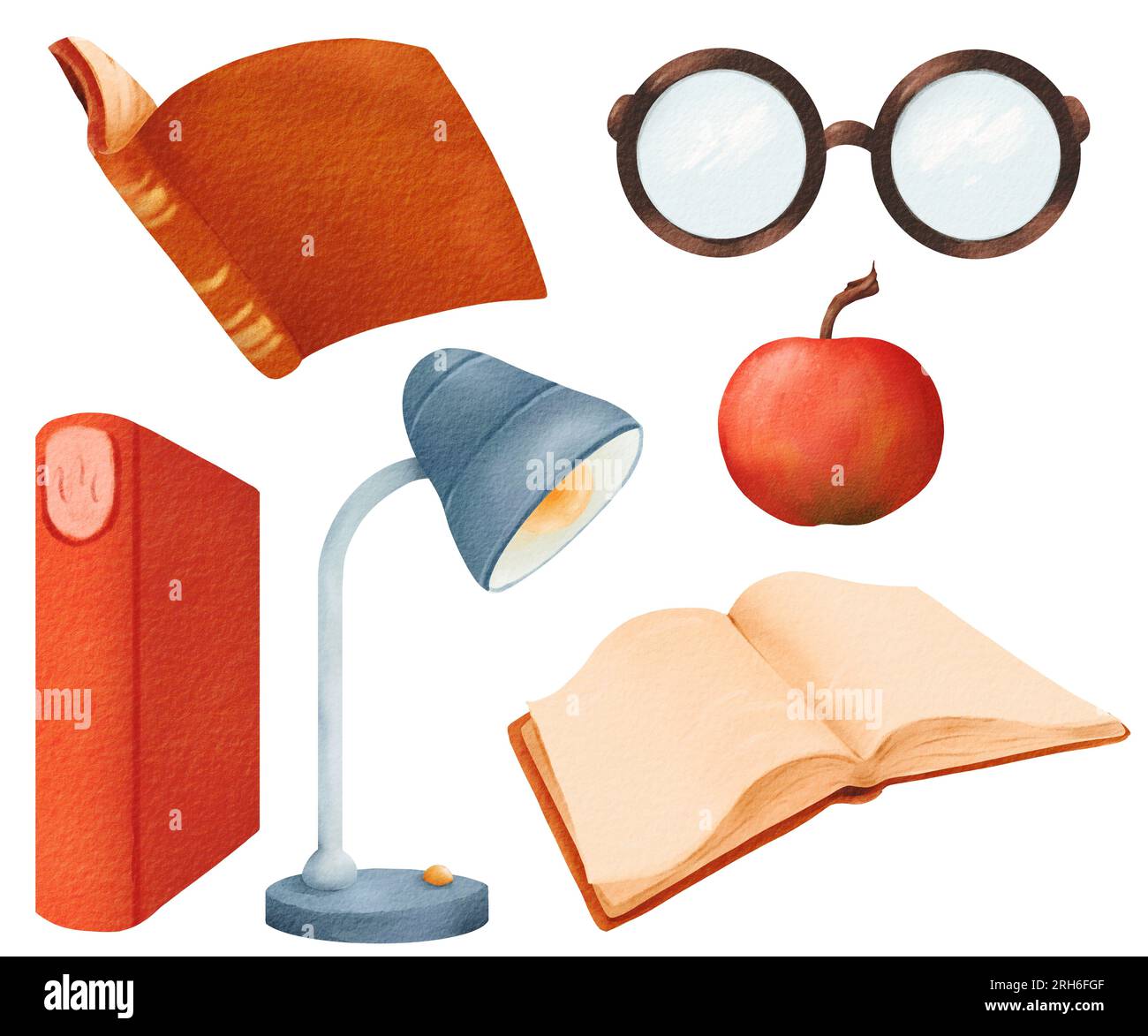 Set of Back to school illustration. Desk lamp for learning. Reading ...