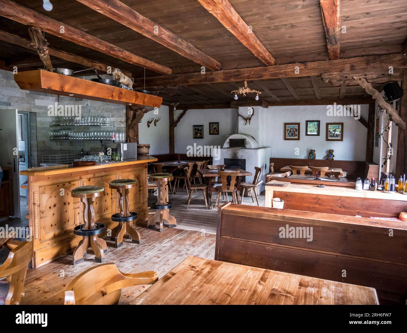 The image is of the privately owned Truner Hut mountain refuge located ...