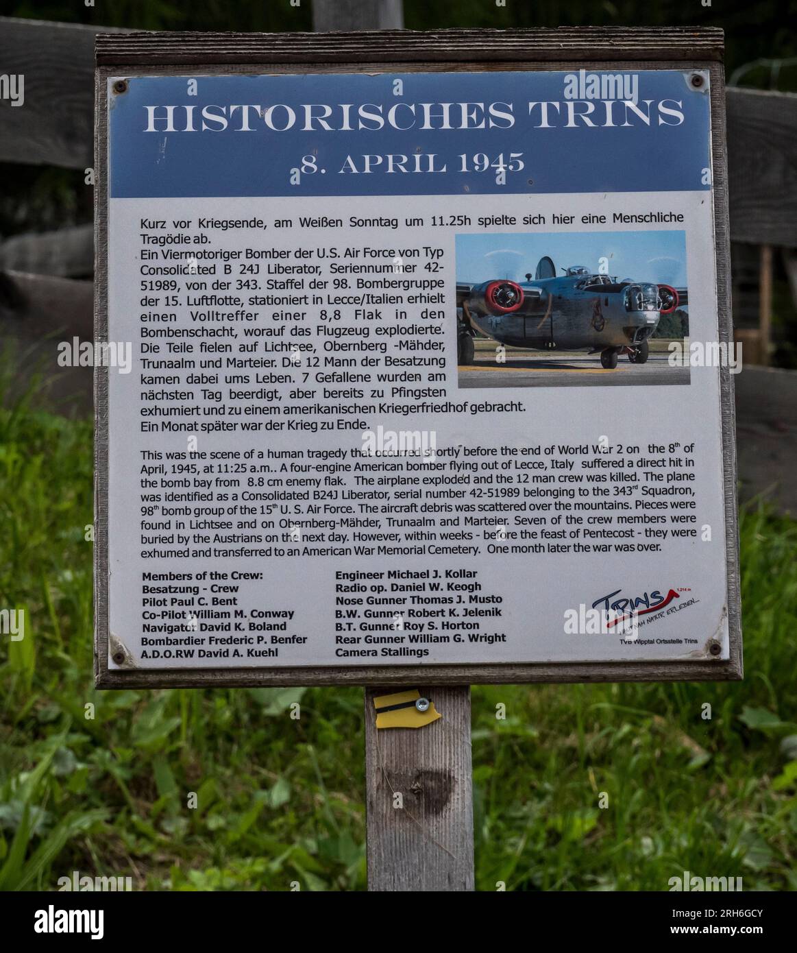 The image is of the war memorial at the Truner Hut mountain refuge ...