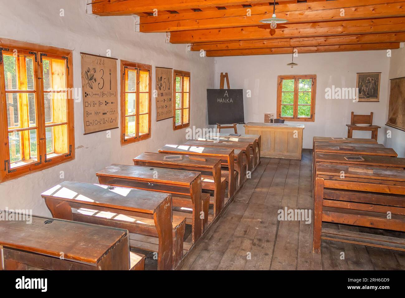 interior of a historic village elementary school classroom at Museum of ...