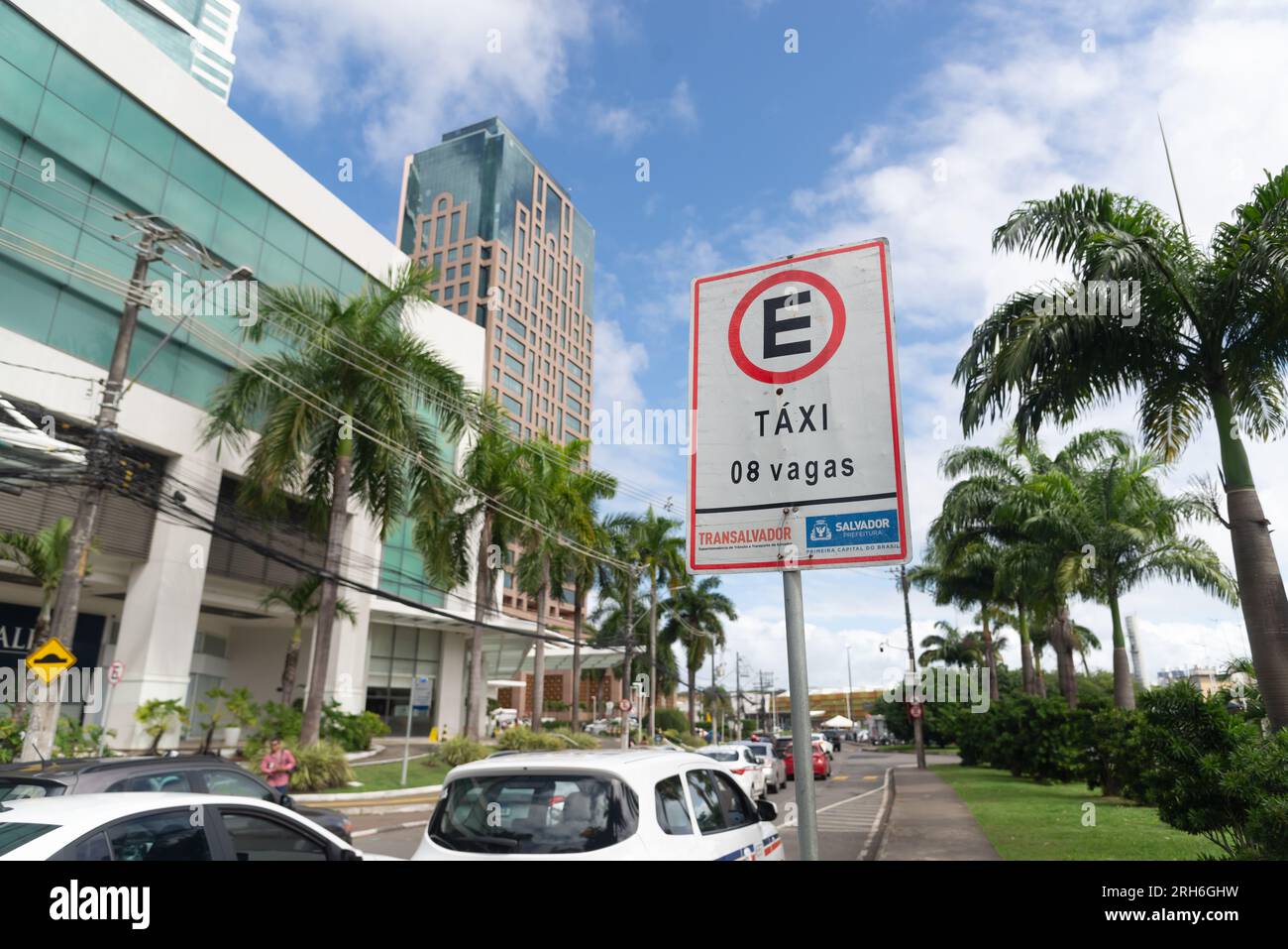 Salvador, Bahia, Brazil - August 11, 2023: A traffic sign indicating ...