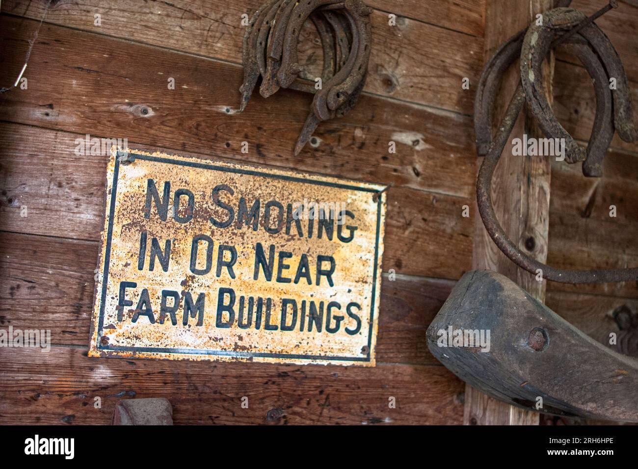 A No Smoking sign in an old barn Stock Photo - Alamy