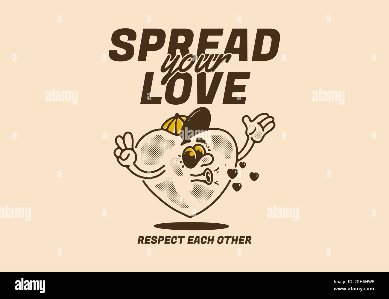 Spread your love, Heart mascot character illustration, design in ...