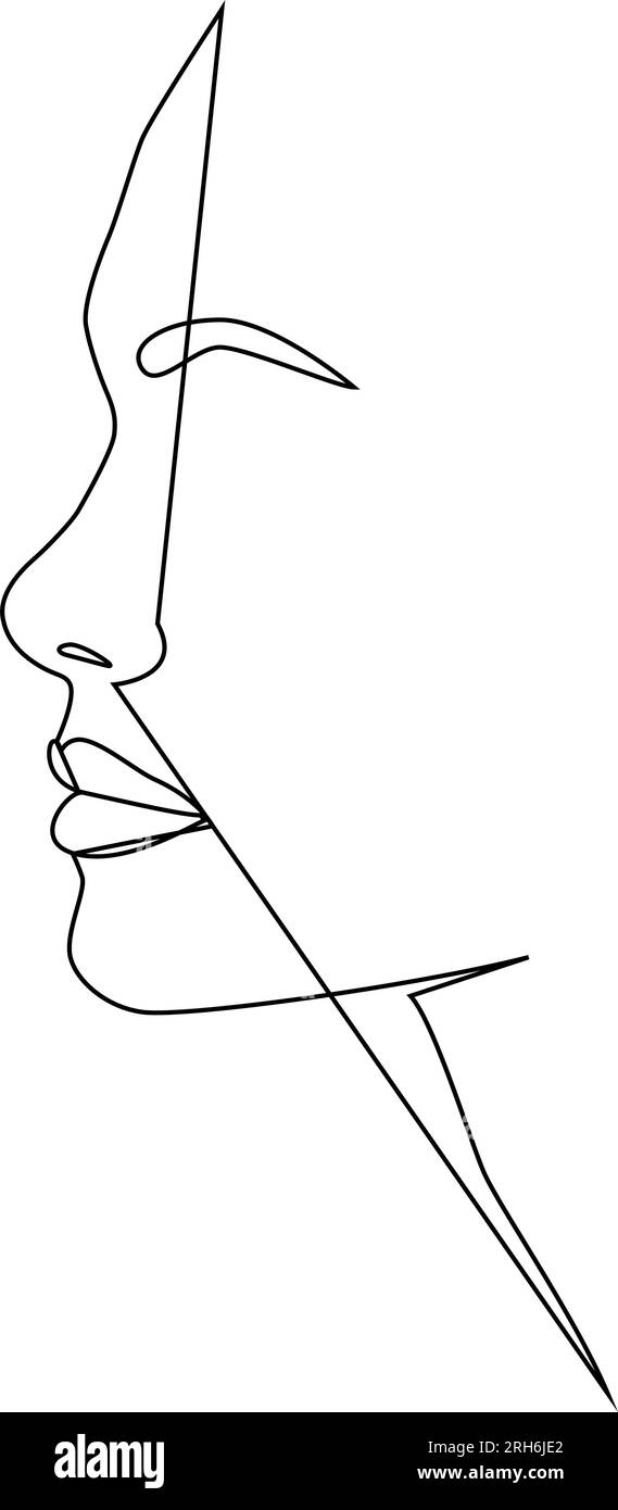 Portrait along the lines. Fashionable linear portrait of a young ...