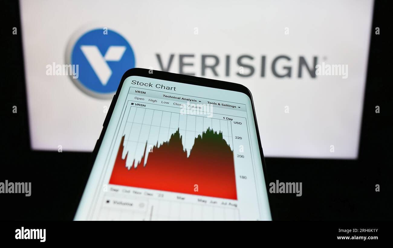 Mobile phone with website of US network infrastructure company Verisign ...