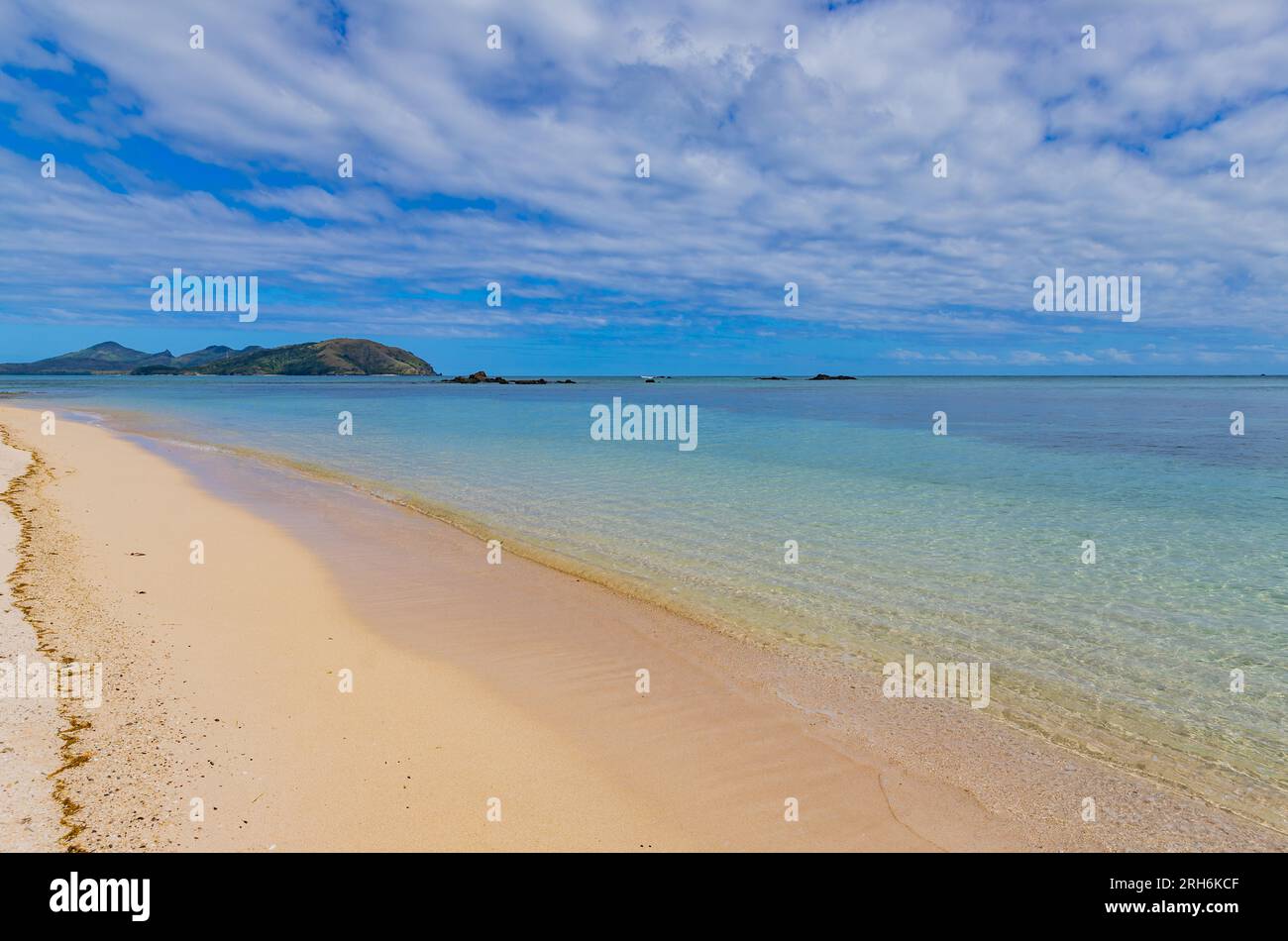 View of Blue Lagoon beach in Nacula Island, Yasawa Islands, Fiji Stock ...