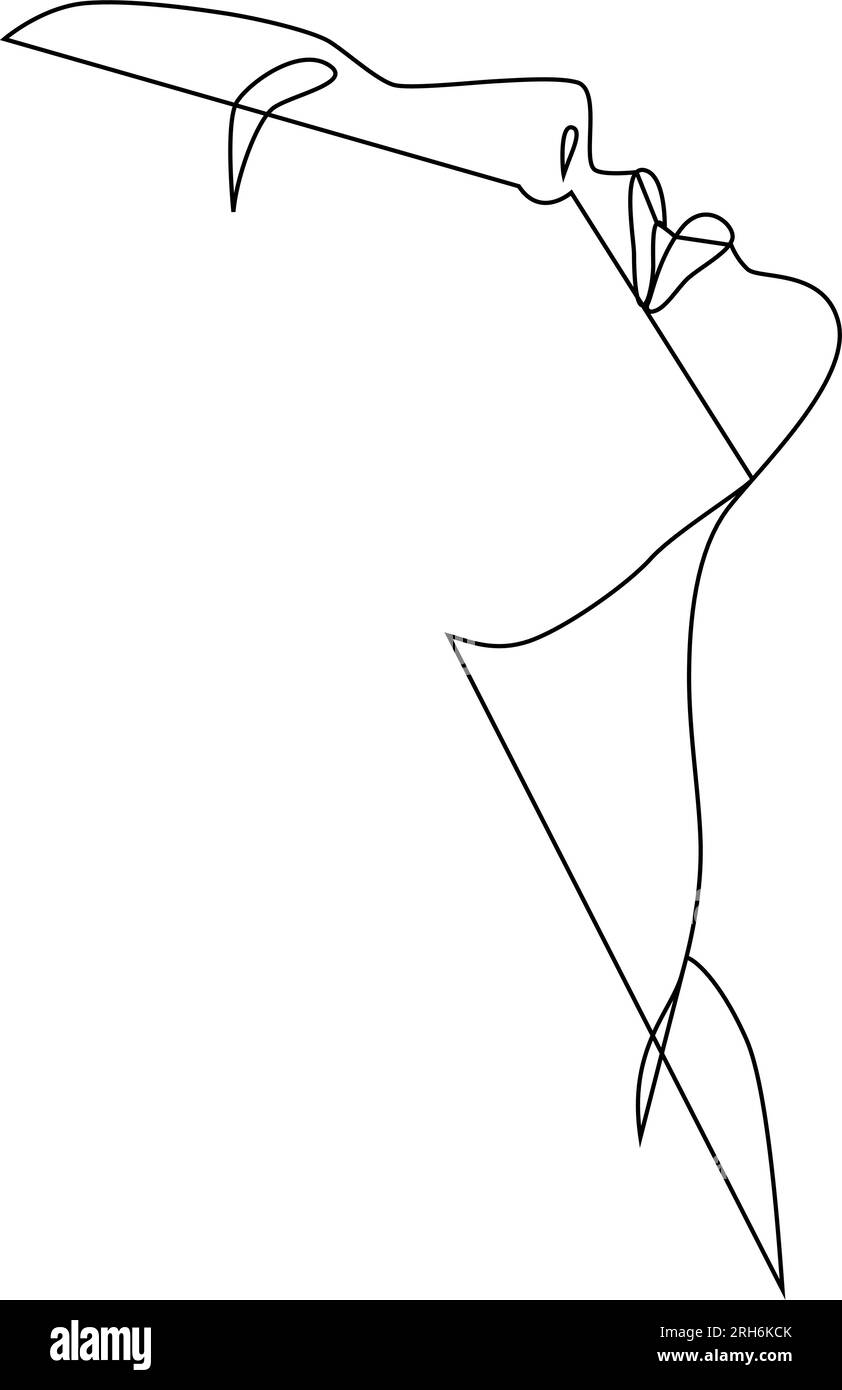 Portrait along the lines. Fashionable linear portrait of a young ...