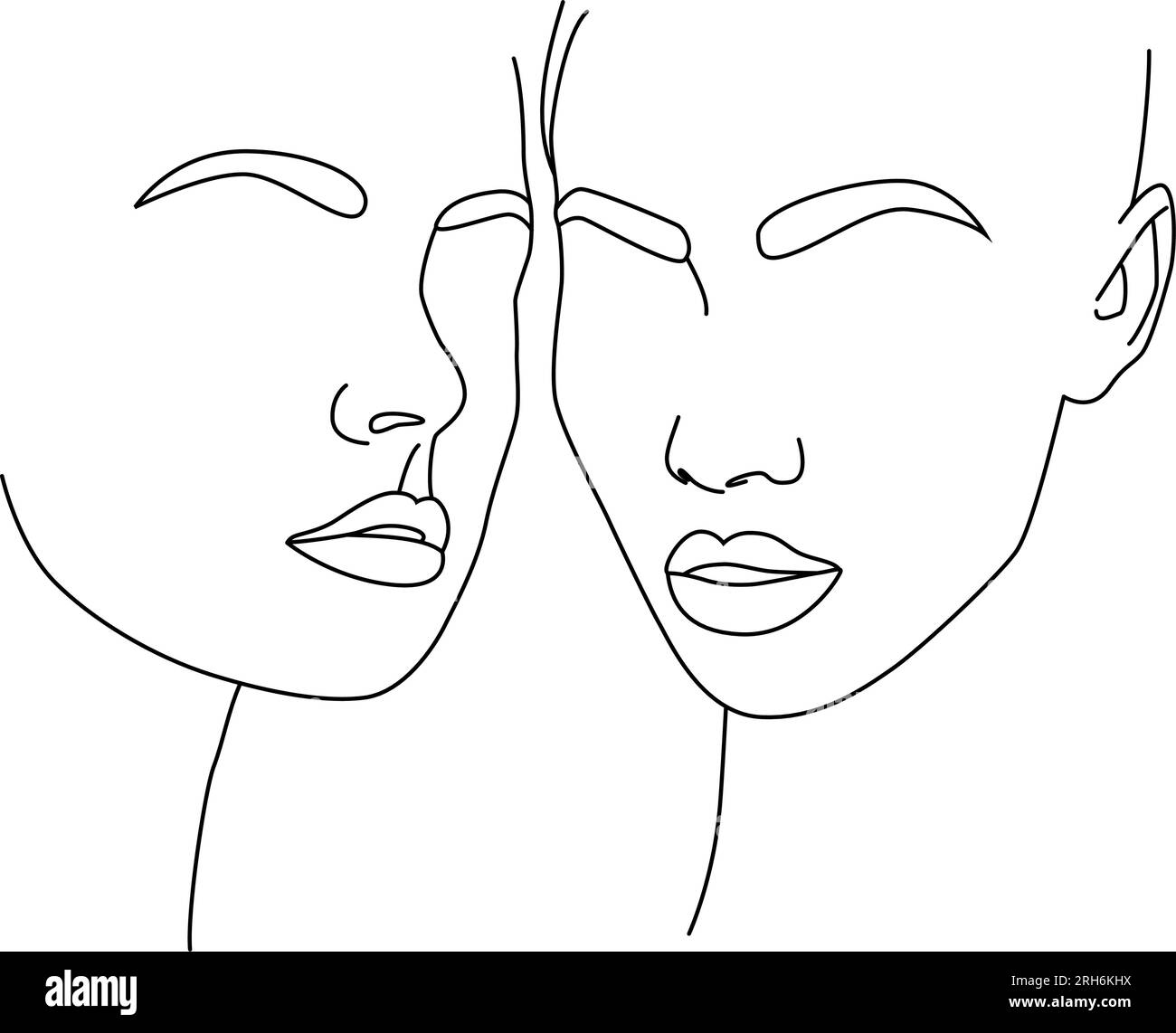 Abstract minimal female portrait. Minimalist continuous linear sketch ...
