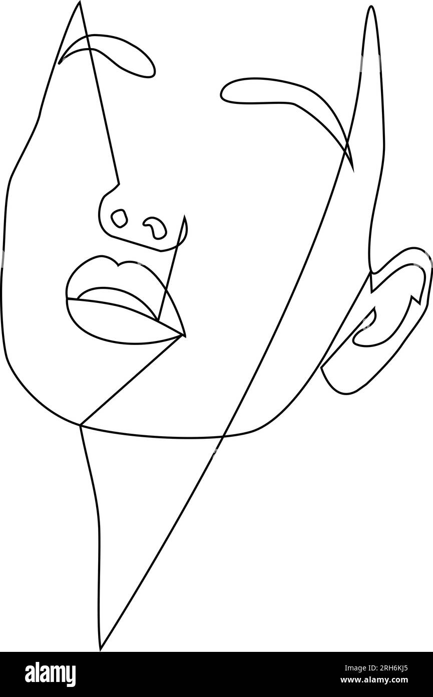 Portrait along the lines. Drawing in the style of one line Stock Vector ...