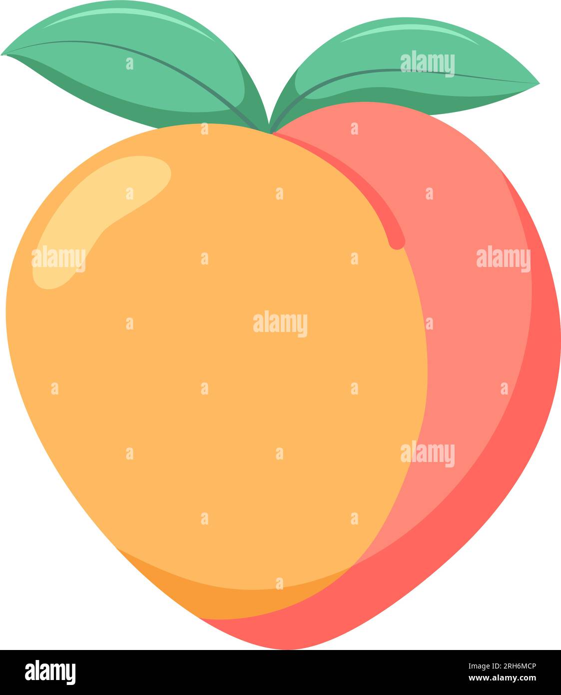 Funny cartoon peach. Cute fruit. Vector food illustration isolated on ...