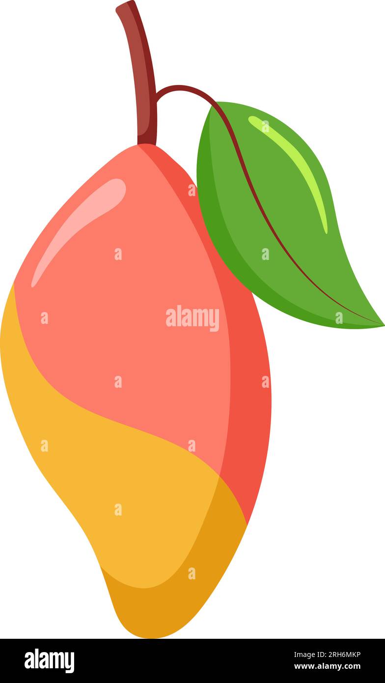 Funny cartoon mango. Cute fruit. Vector food illustration isolated on ...