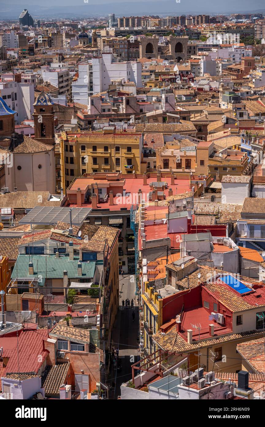 Views of Valancia from the tower of Valancia's main Cathedral Stock ...