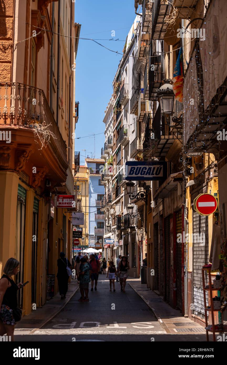Valencia, Spain - July 25, 2023: Beautiful streets in Valencia, Spain ...