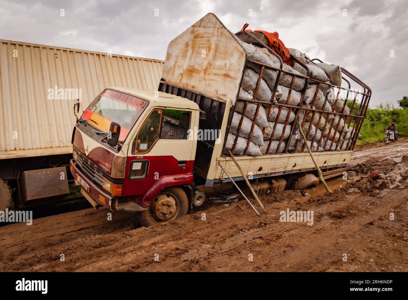Uganda, Africa - March 24, 2023: Accident scene of a large semi trucks ...
