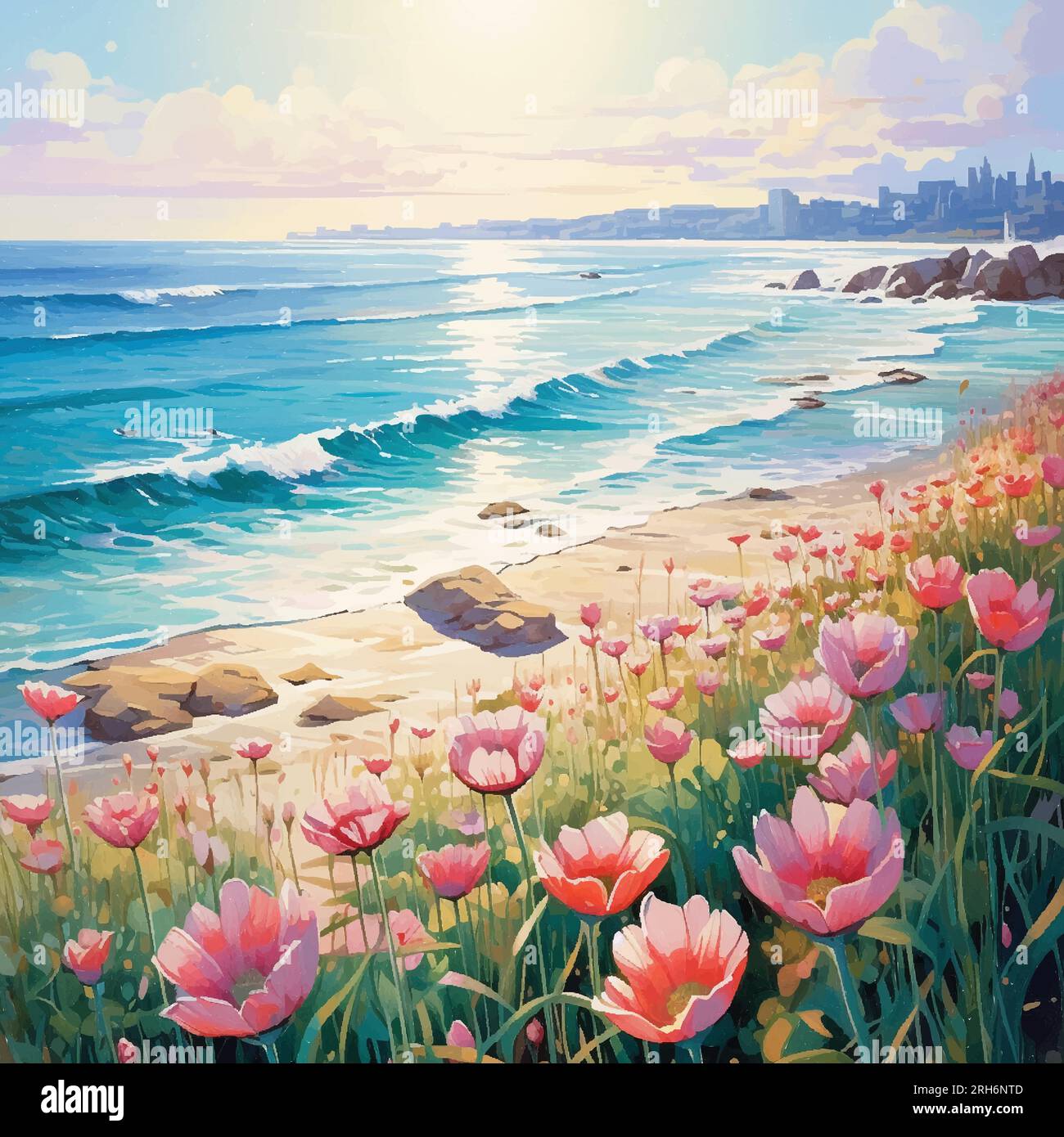 Mediterranean horizon view Stock Vector Images - Alamy