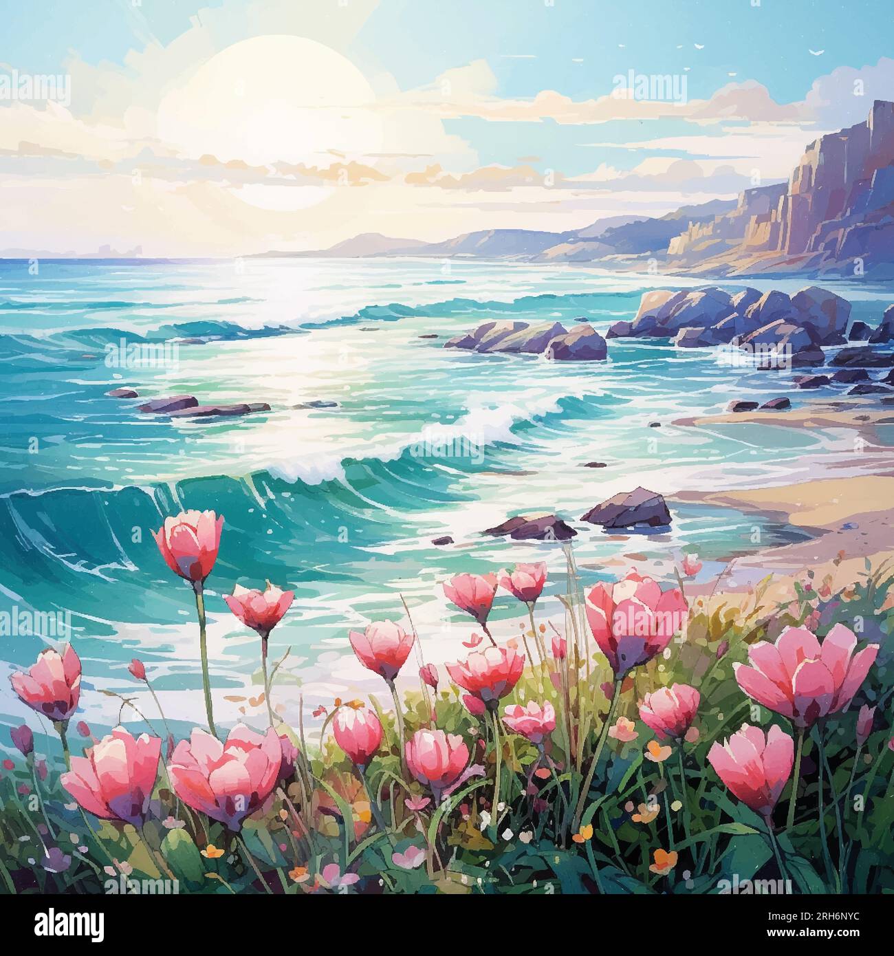 Mediterranean horizon view Stock Vector Images - Alamy