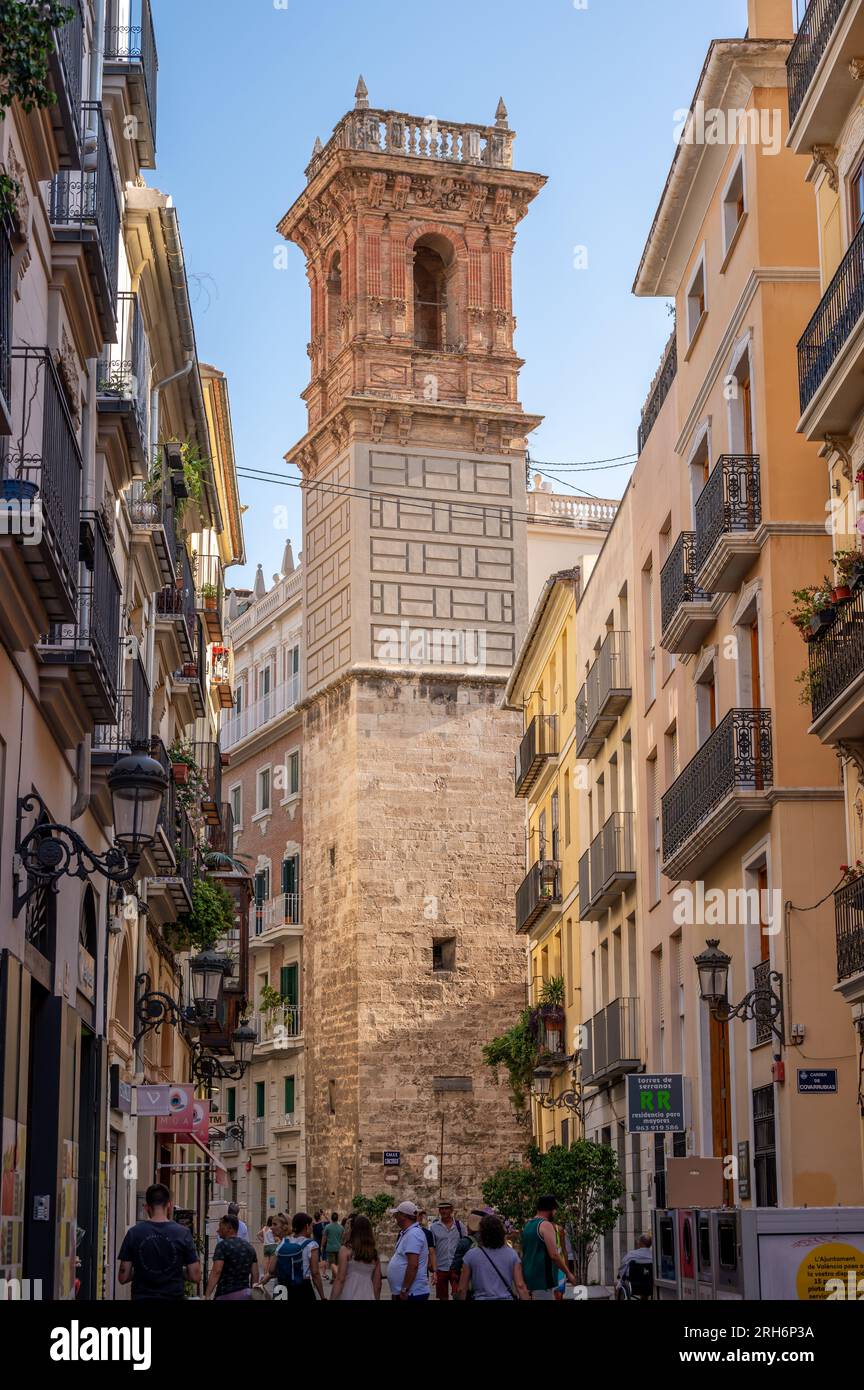 Valencia, Spain - July 25, 2023: The tower of San Bartolomé in Valencia ...
