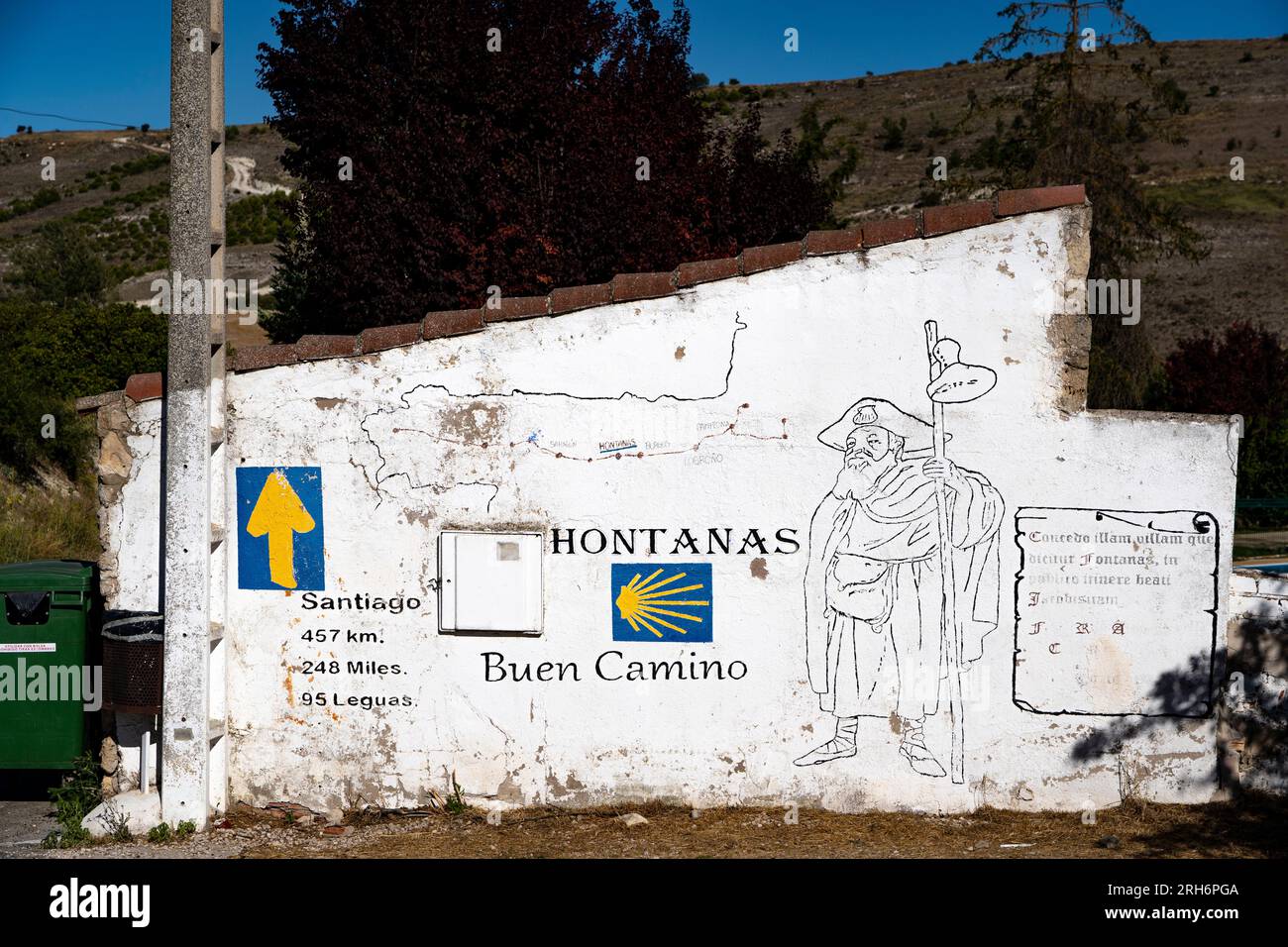 Buen Camino: Mural outside Hontanas, directing pilgrims towards the ...