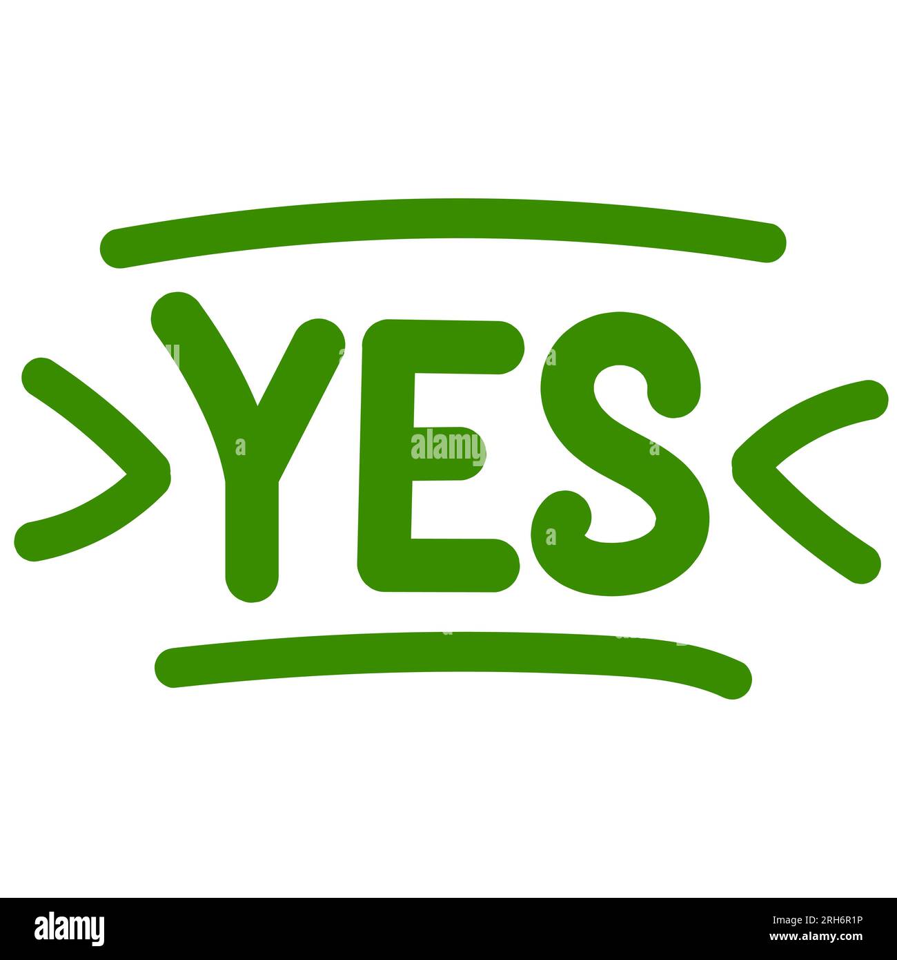 Green hand drawn yes icon, yes approval consent sign Stock Vector Image ...