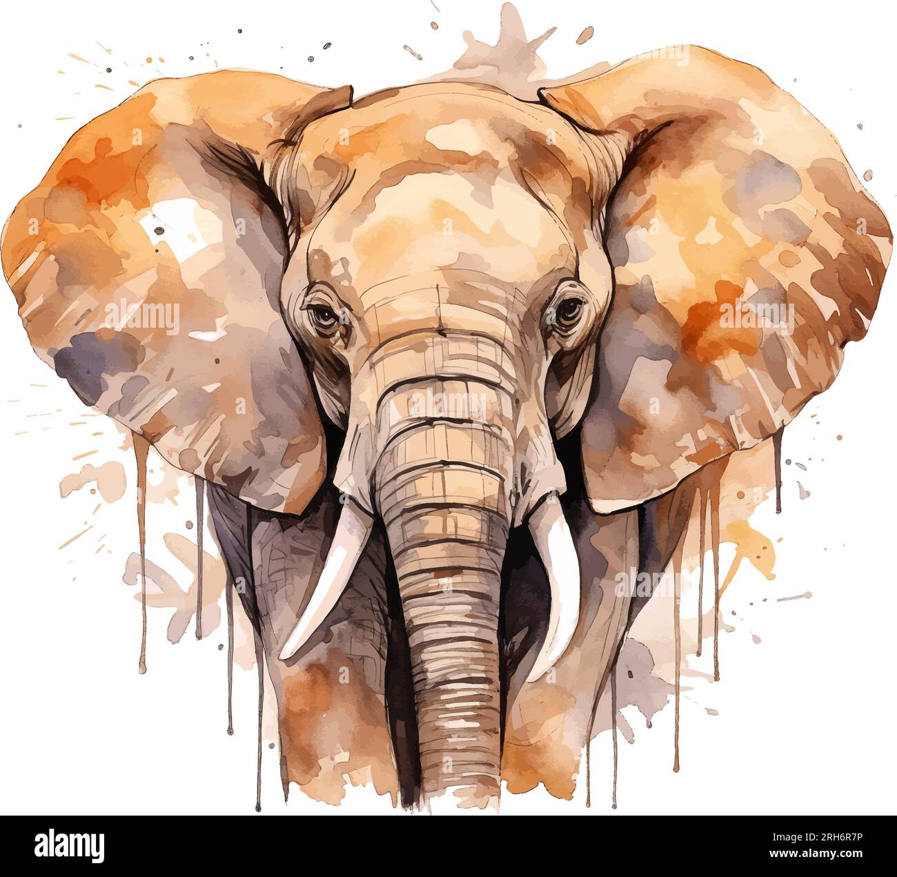 Watercolor Elephant Head