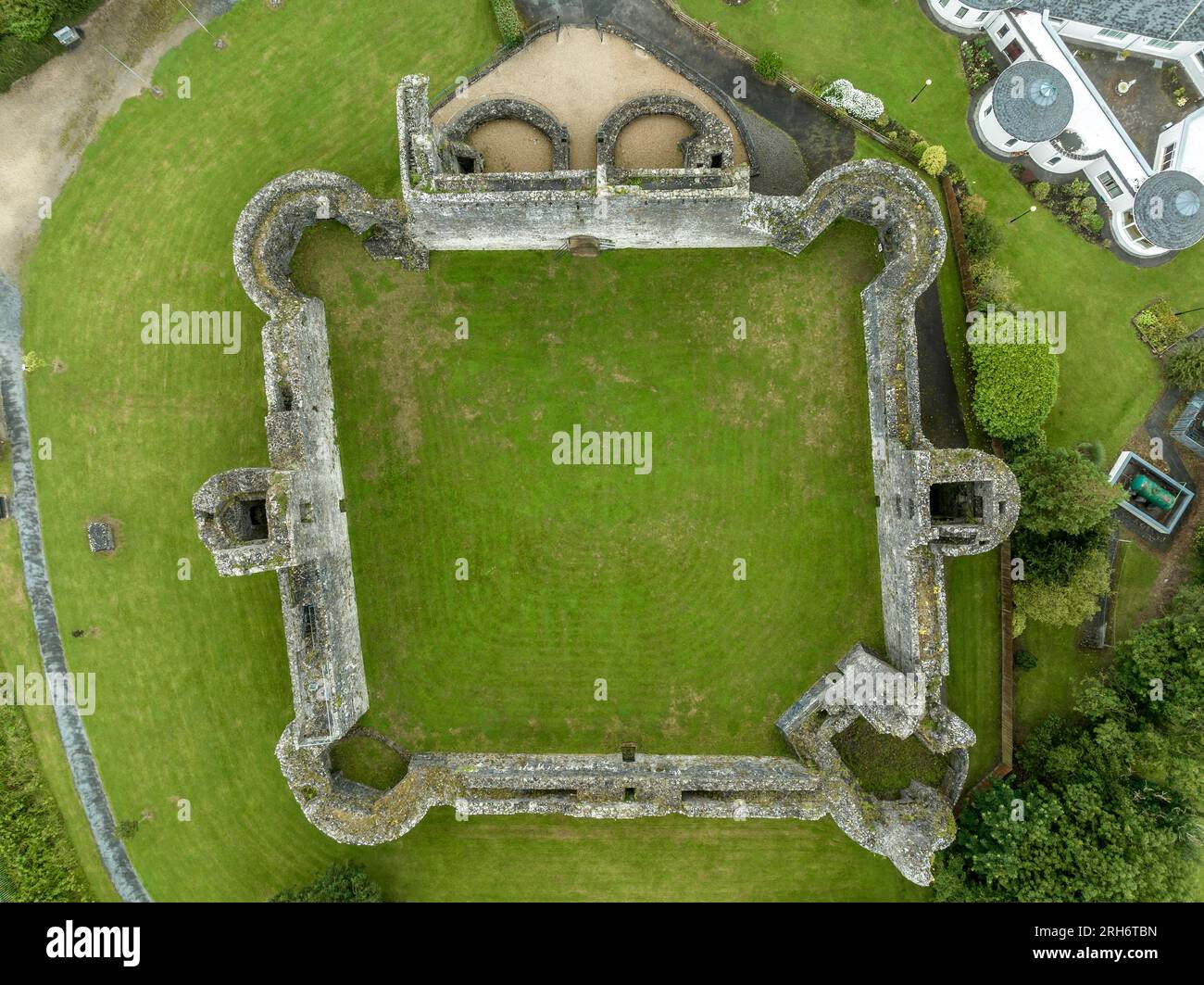 Aerial view of Ballymote castle ruined Anglo Norman castle in Cannacht ...