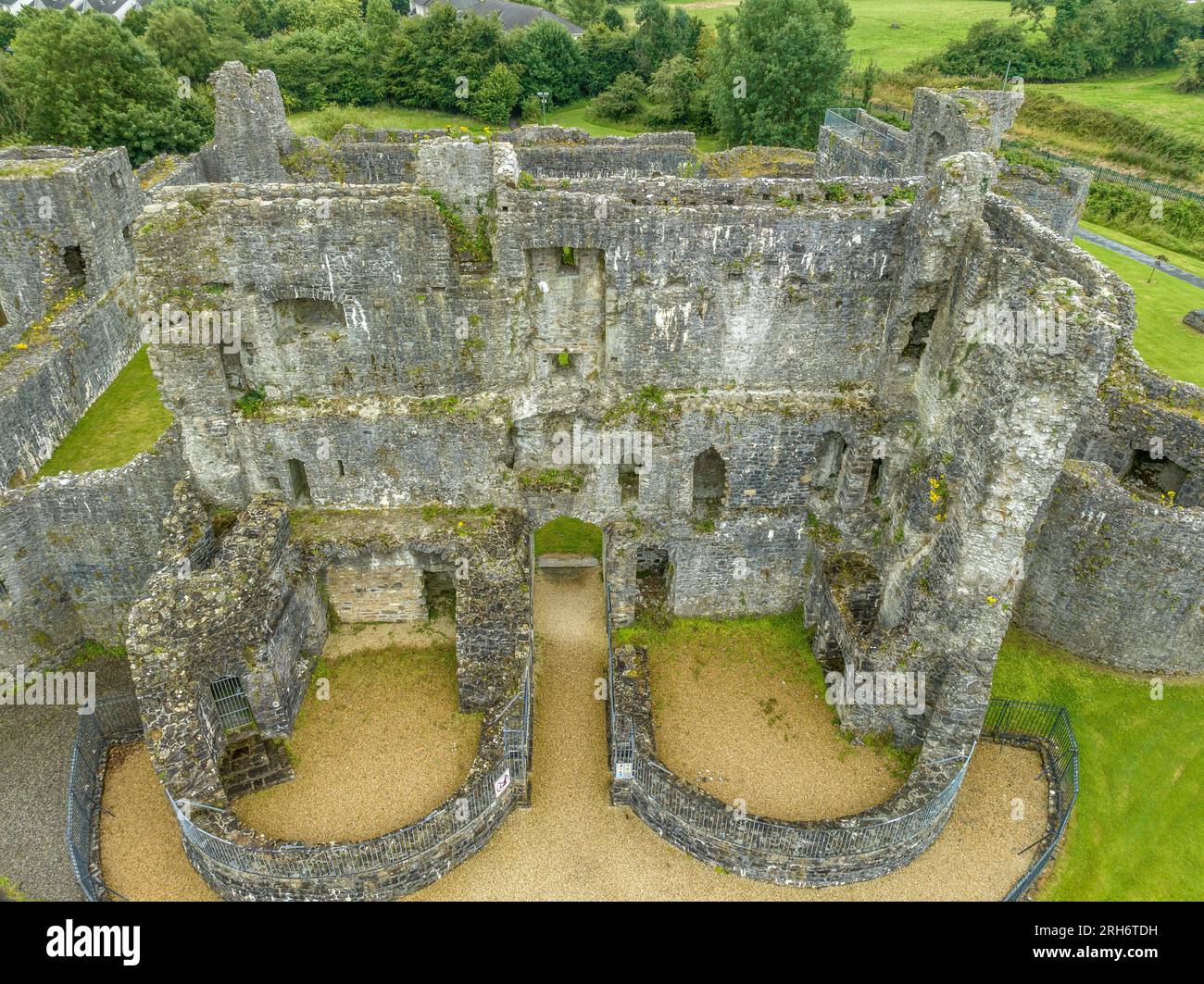 Aerial view of Ballymote castle ruined Anglo Norman castle in Cannacht ...