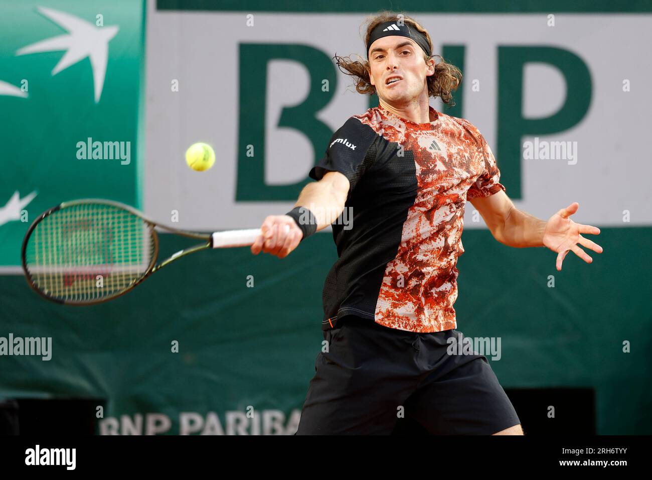 Greek tennis player Stefanos Tsitsipas in action at the French Open ...