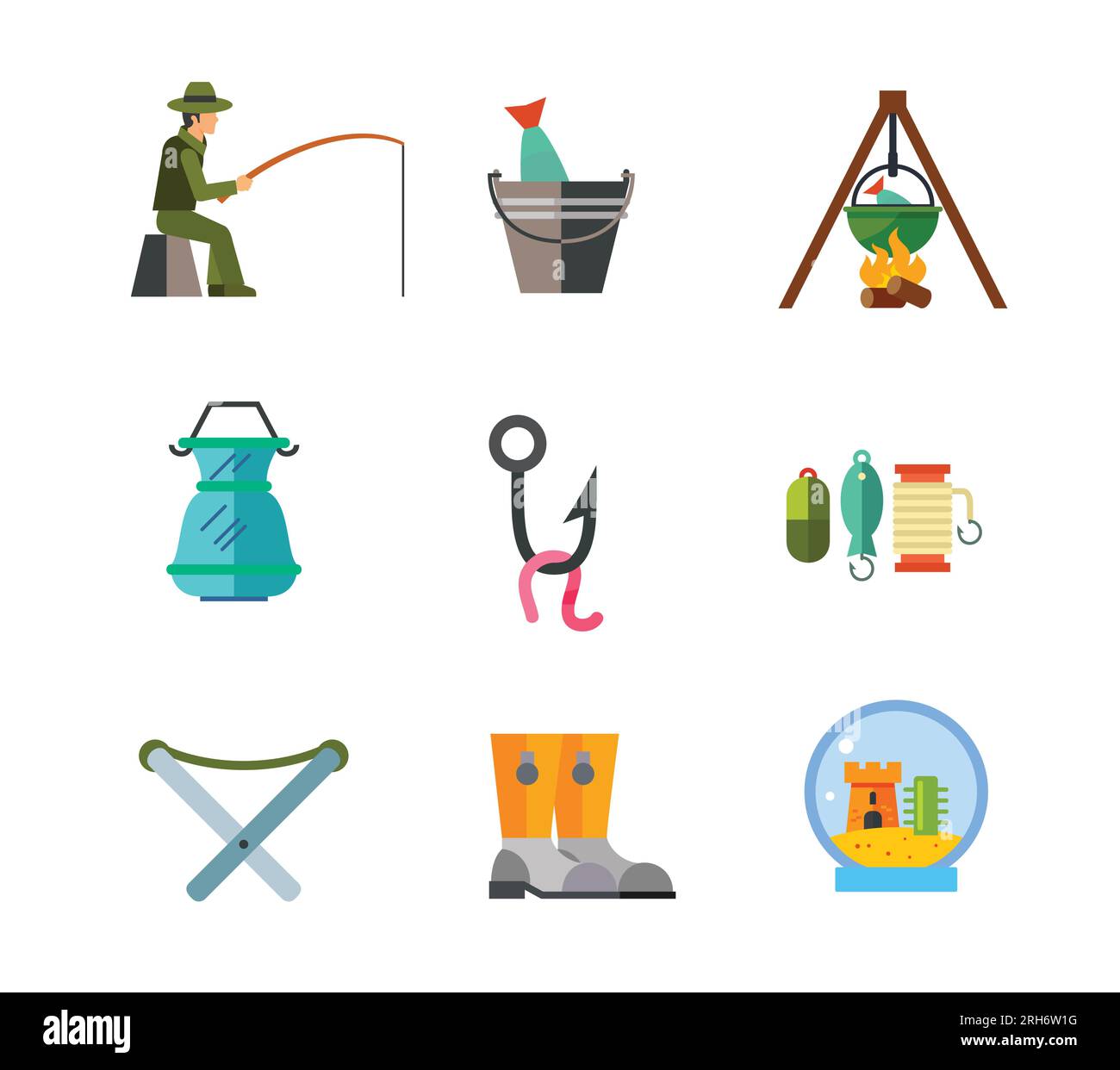 Fishing icon set Stock Vector Image & Art - Alamy