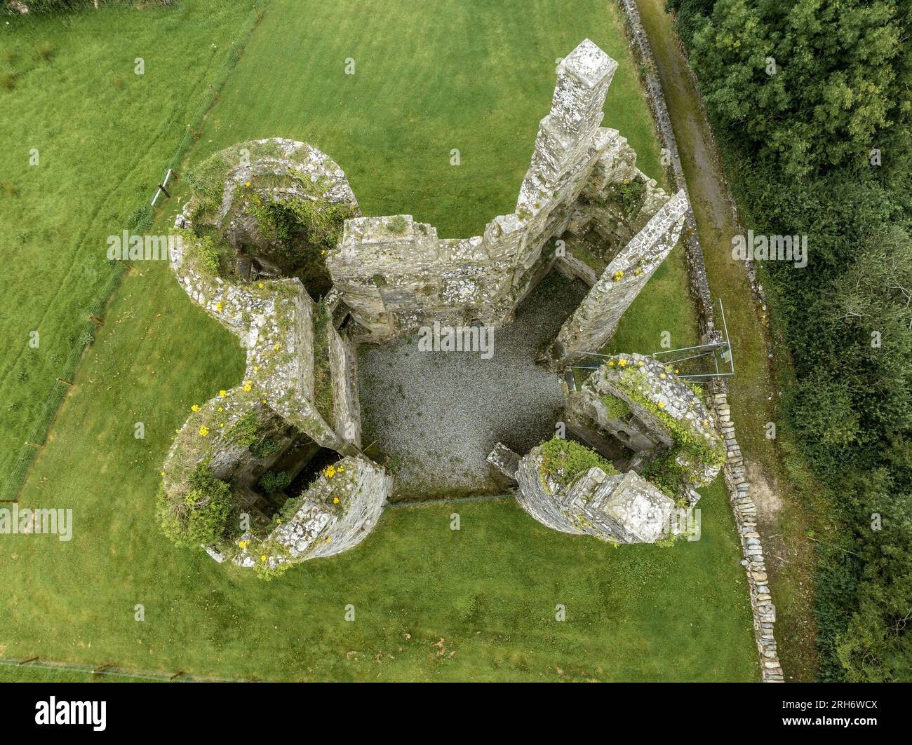 Aerial view of Ballinafad Castle, also known as the Castle of the ...