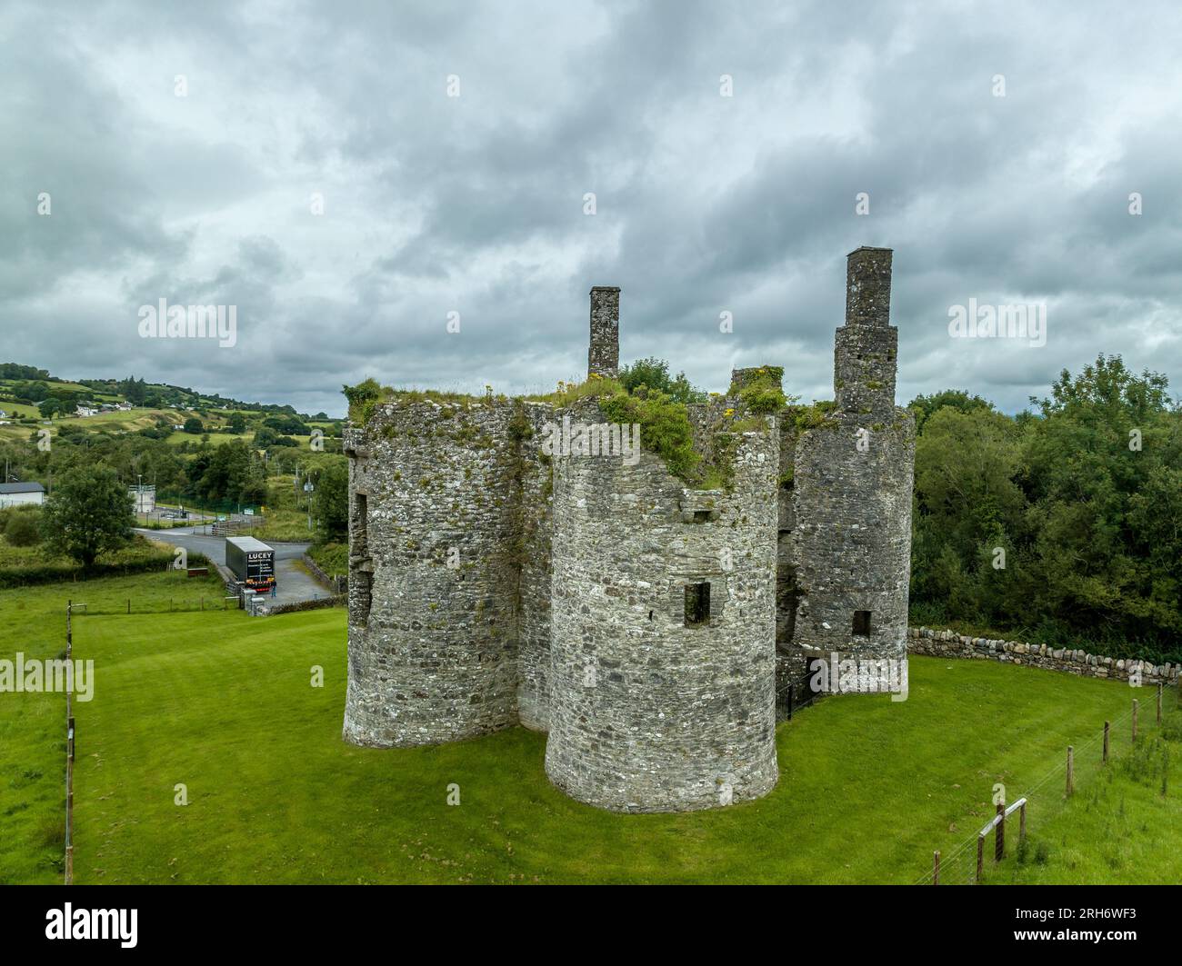 Aerial view of Ballinafad Castle, also known as the Castle of the ...