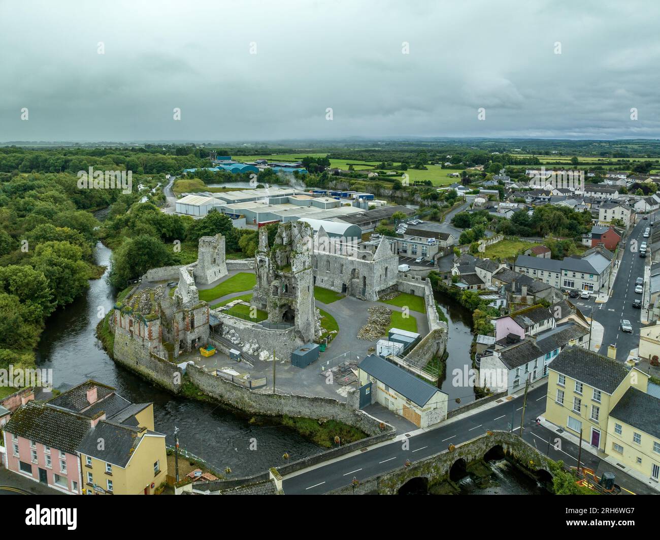 Aerial view of the Desmond castle in Askeaton Ireland in County ...