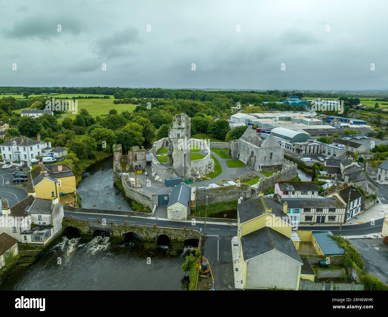 Aerial view of the Desmond castle in Askeaton Ireland in County ...