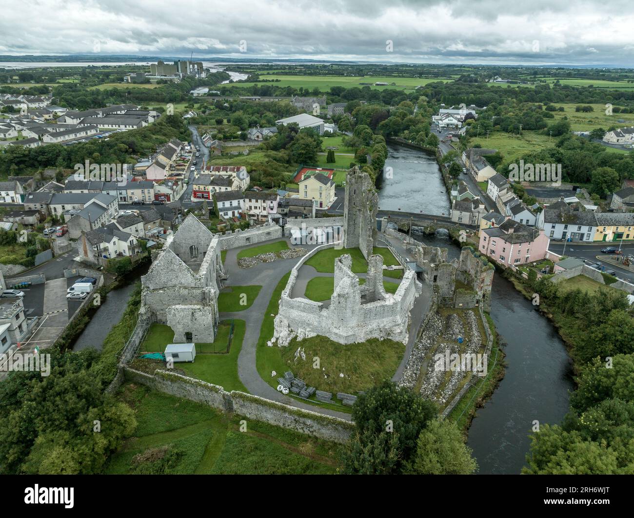 Aerial view of the Desmond castle in Askeaton Ireland in County ...