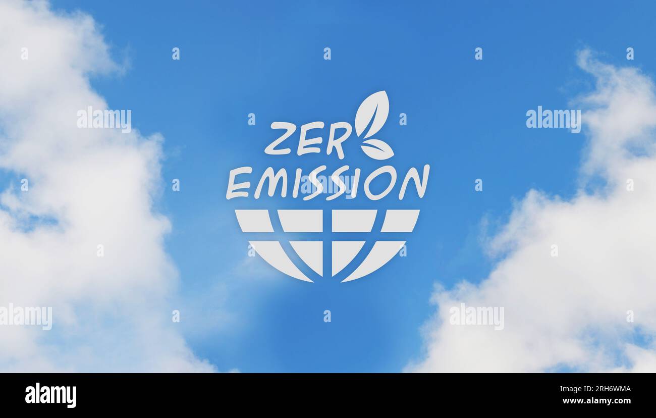 zero emission sign on white background Stock Photo - Alamy