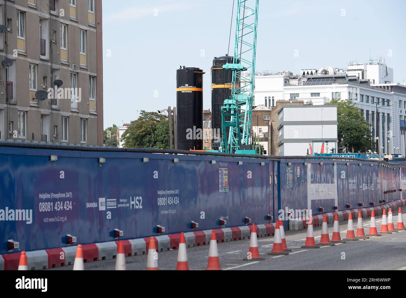 Camden, London, UK. 10th August, 2023. Huge silos at one of the HS2 ...
