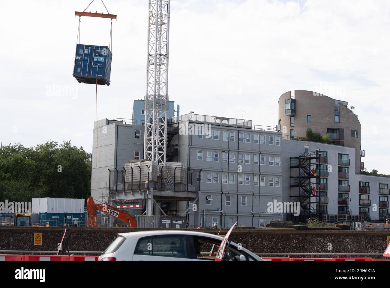 Camden, London, UK. 10th August, 2023. A shipping container being moved ...