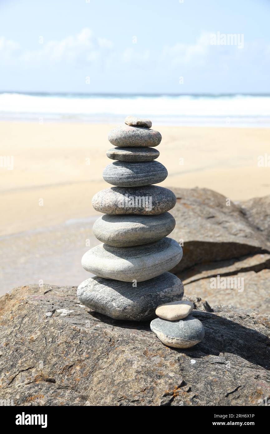 Grey stones pebbles stacked hi-res stock photography and images - Alamy