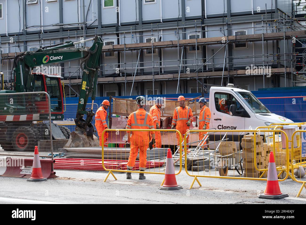 Camden, London, UK. 10th August, 2023. HS2 High Speed works on a road ...