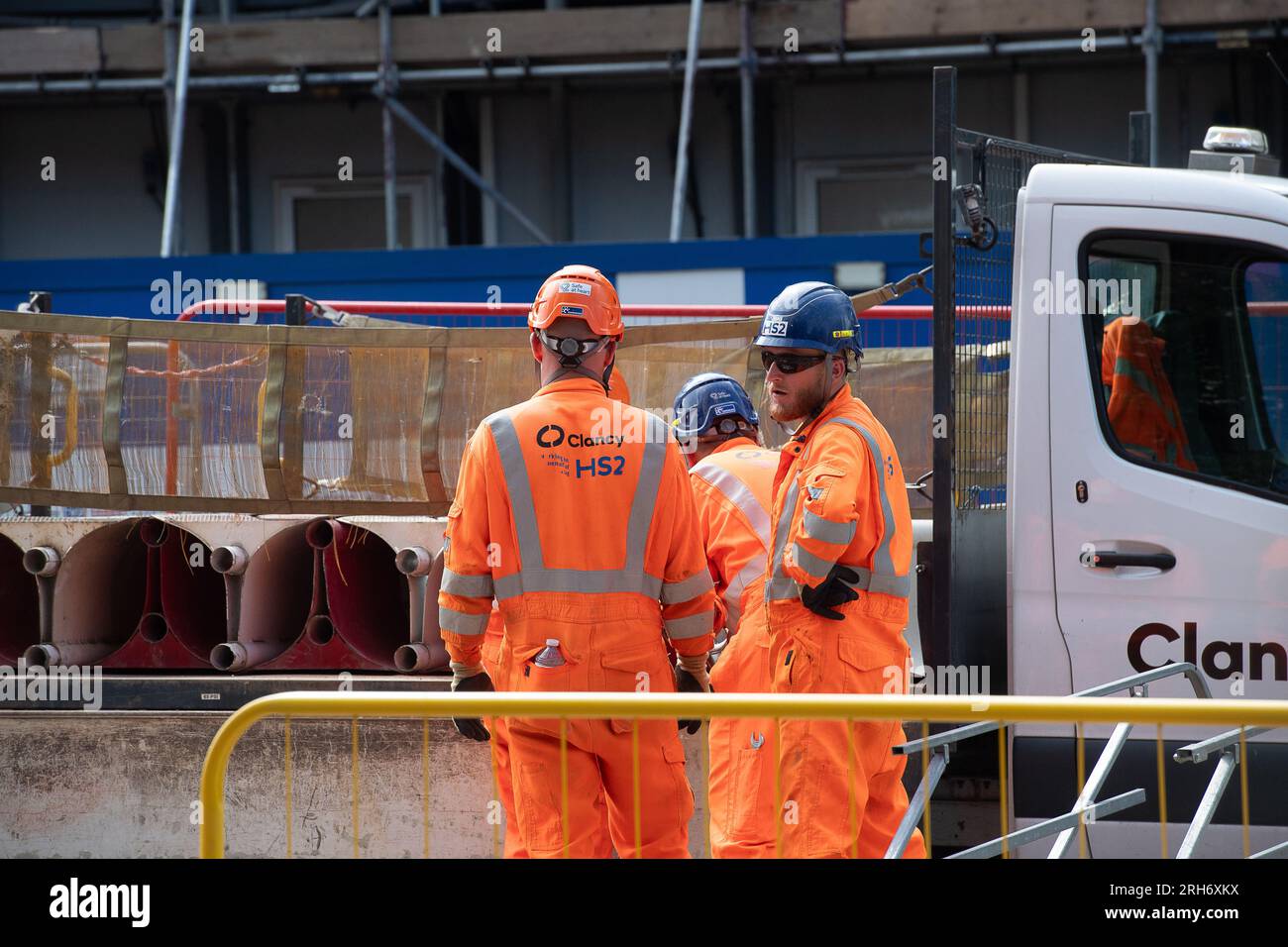 Camden, London, UK. 10th August, 2023. HS2 High Speed works on a road ...