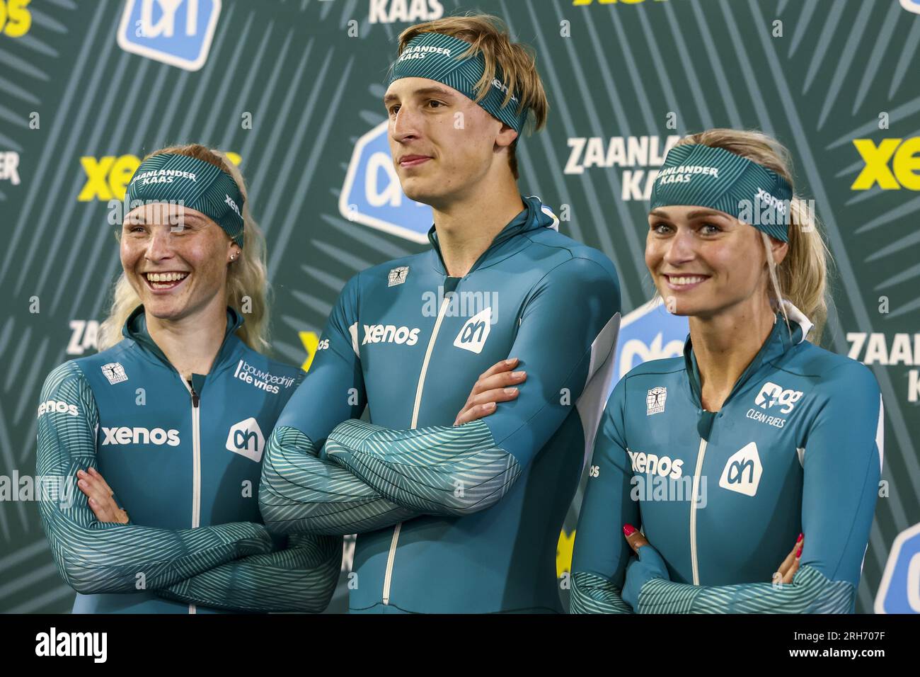 Herenveen Triple World Champion Jordan Stolz In The Middle Of Marijke Groenewoud And Irene