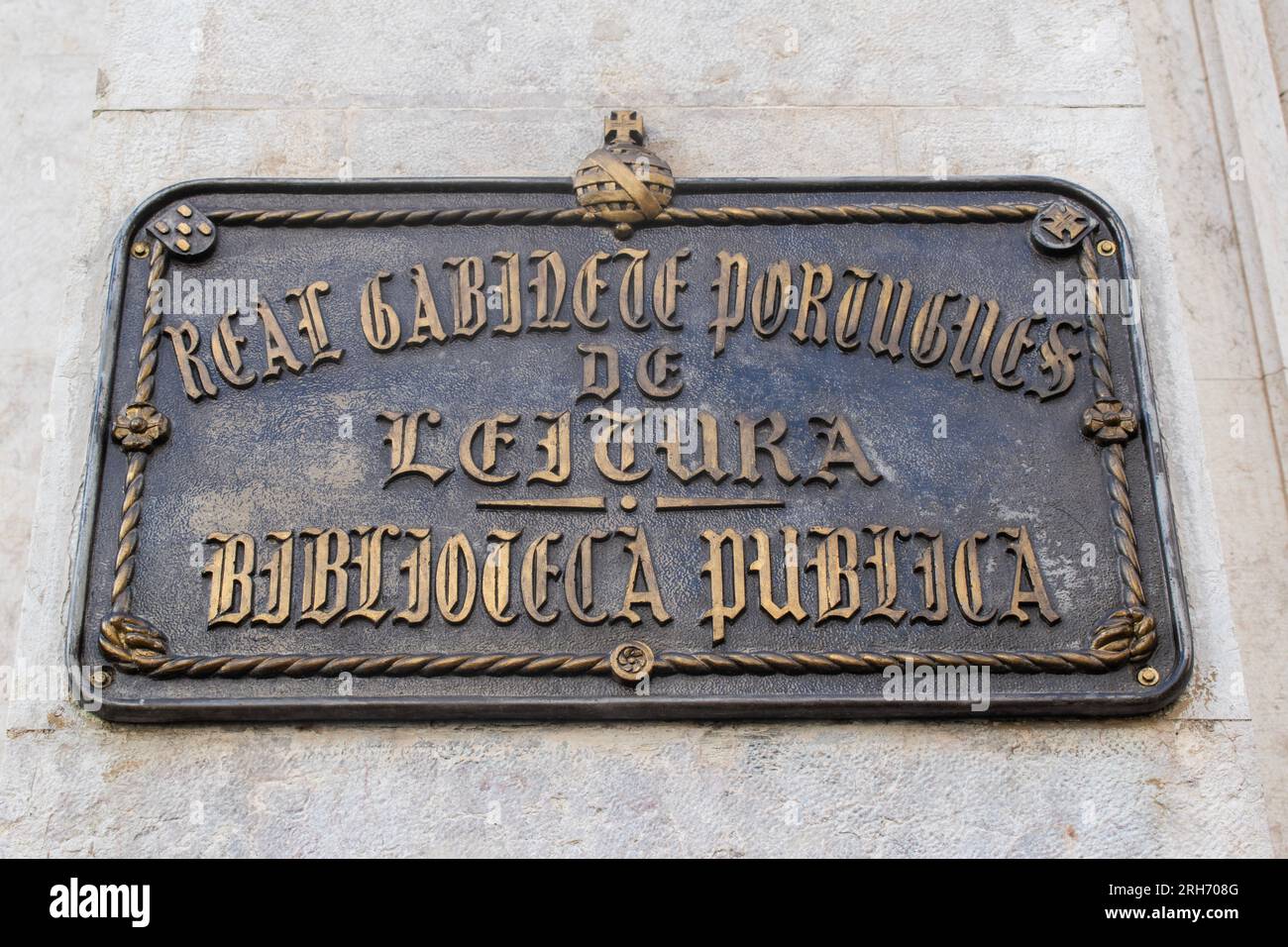 Rio de Janeiro, Brazil: the sign of Royal Portuguese Cabinet of Reading ...
