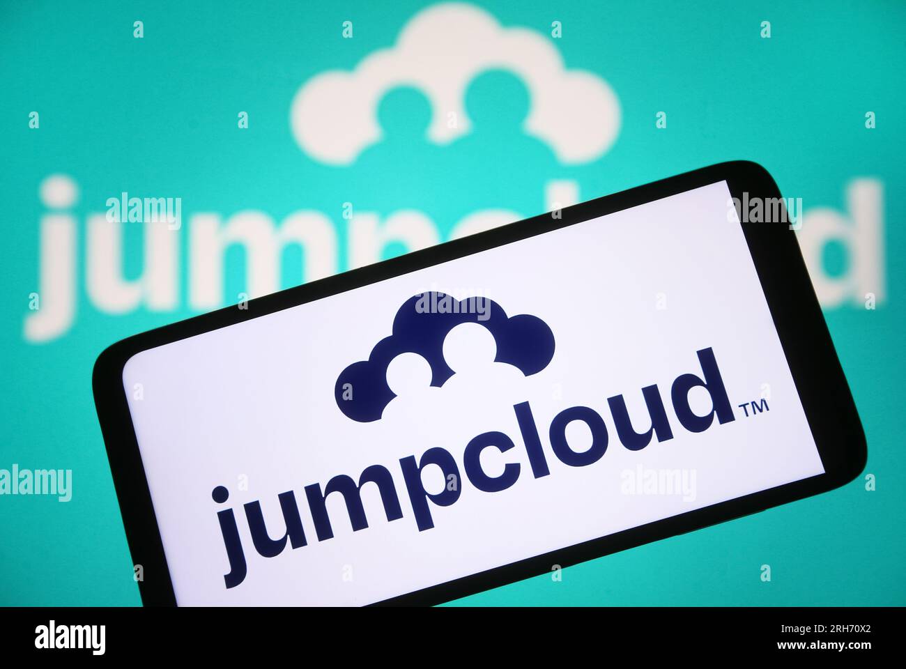 Ukraine. 14th Aug, 2023. In this photo illustration, JumpCloud logo is ...