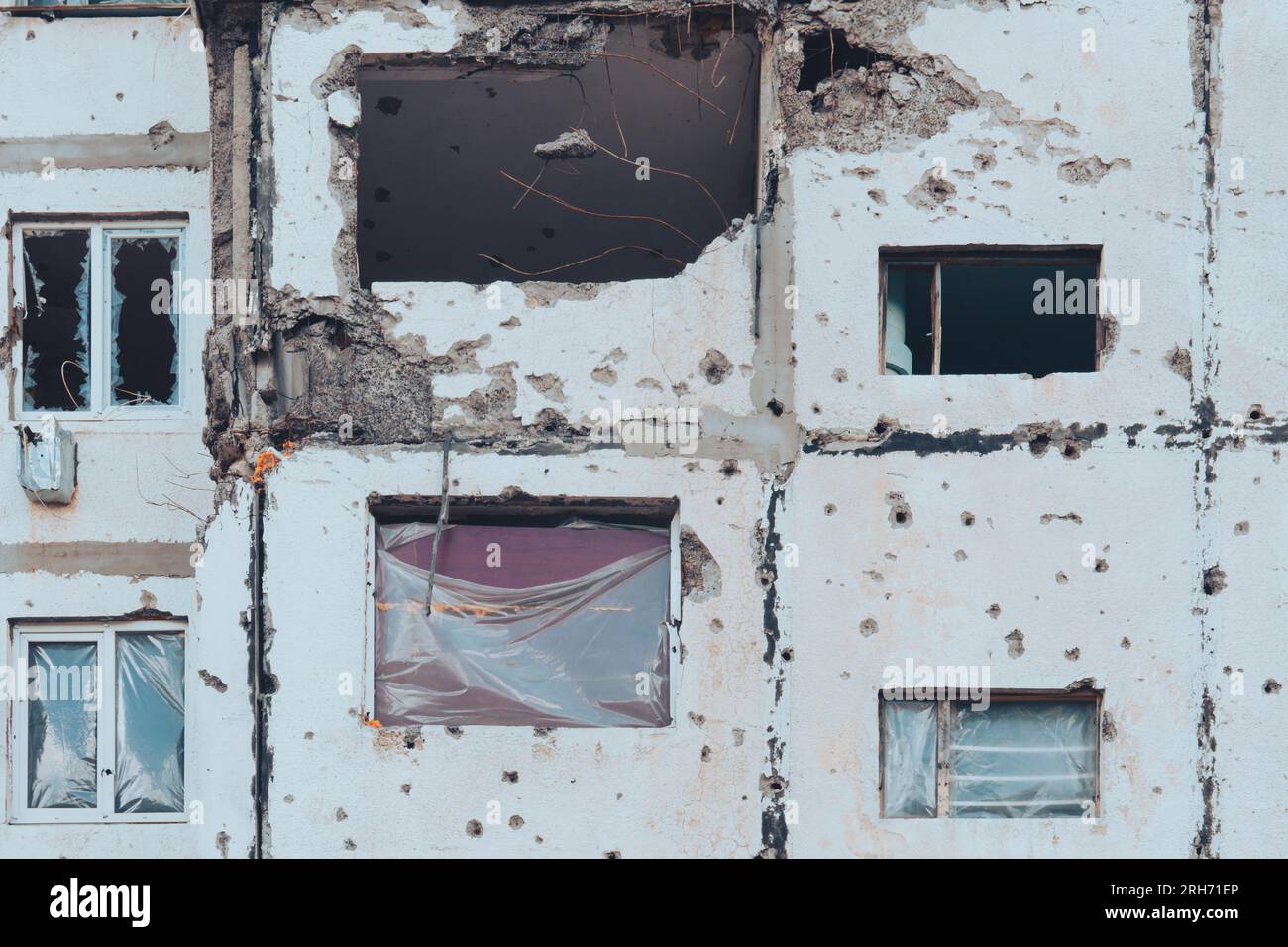 Residential building destroyed by shelling. War in Ukraine. Russian ...