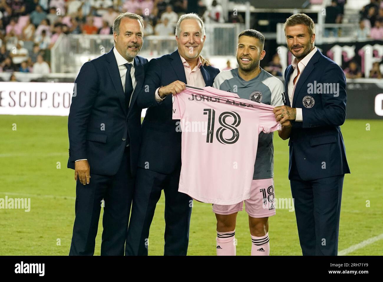 Inter Miami co-owners Jose Mas, left, Jorge Mas, second from left ...