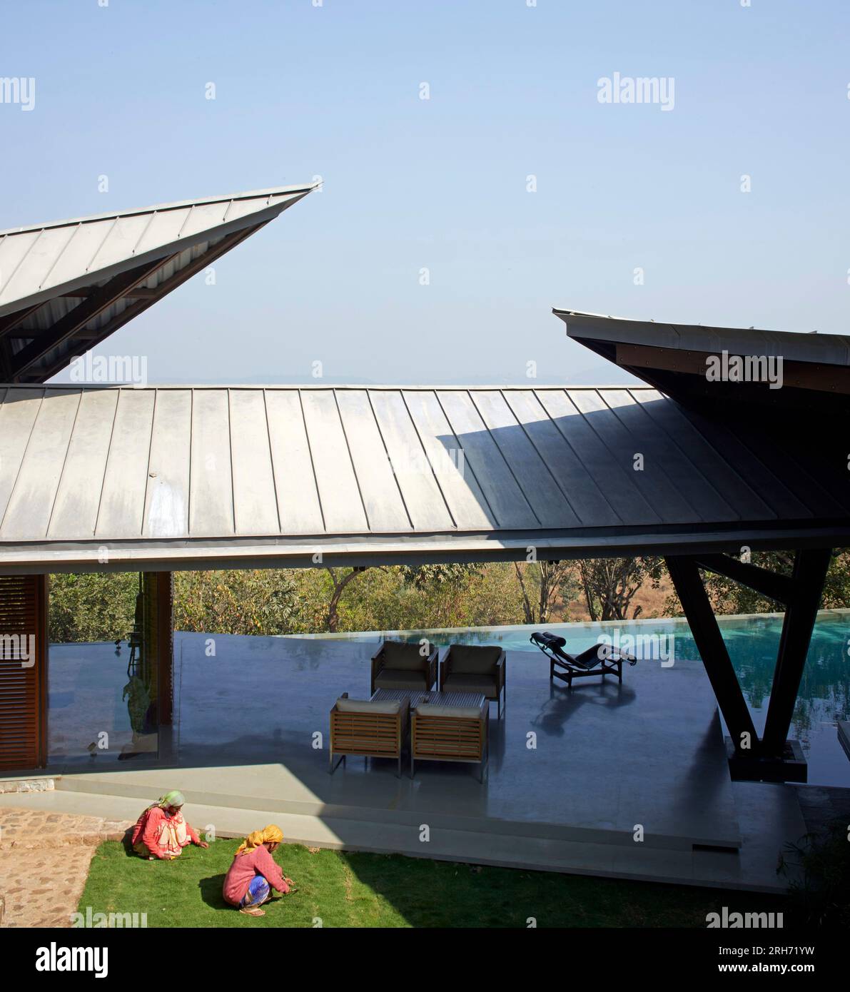 Exterior view of new wing - with staff. Retreat in the Western Ghats ...