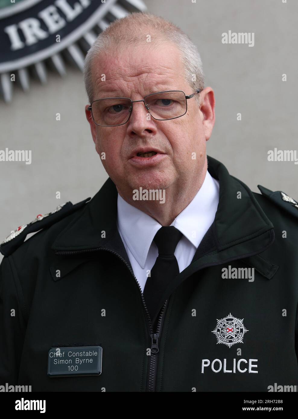 Police Service of Northern Ireland Chief Constable Simon Byrne speaking ...