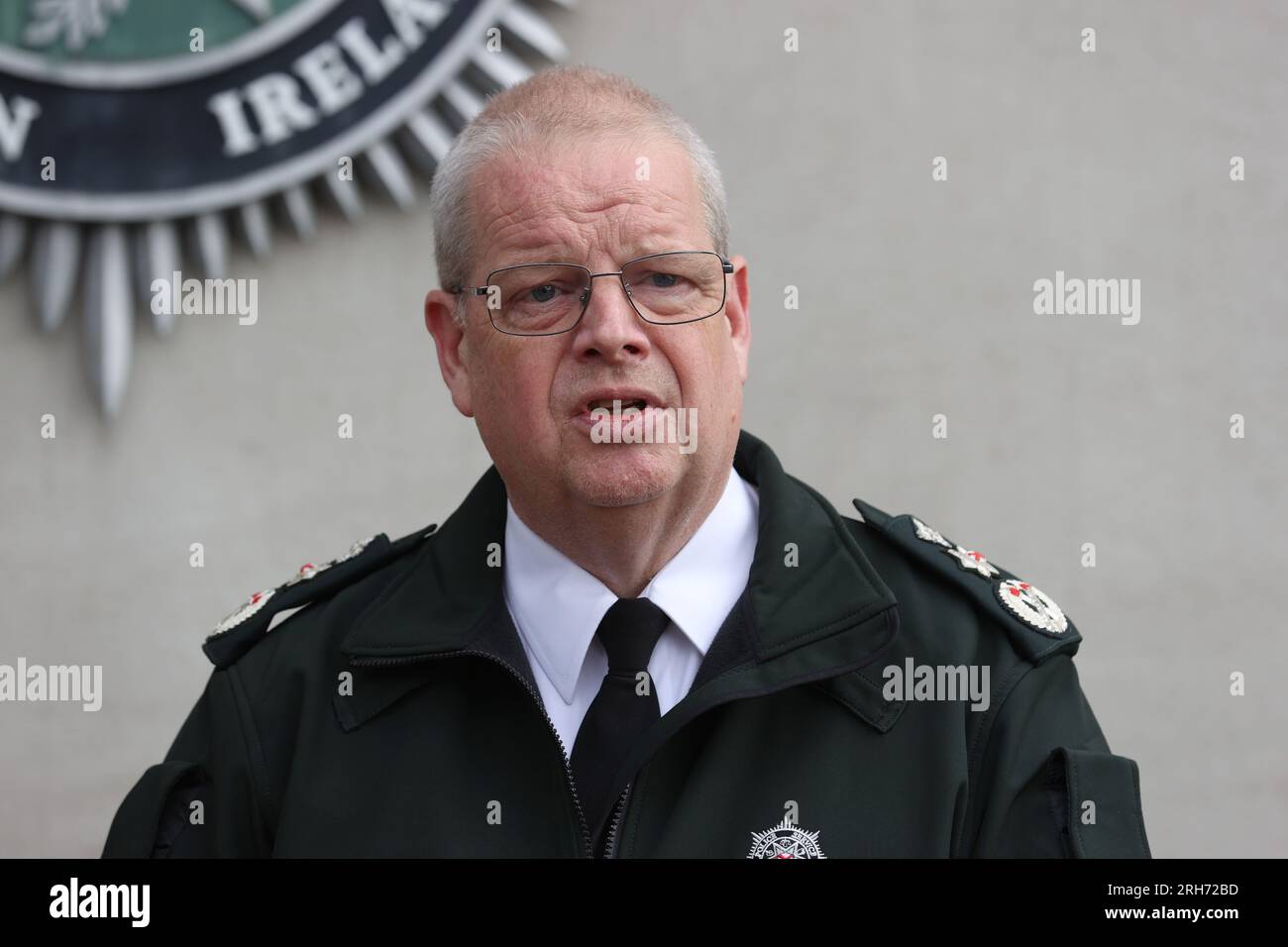 Police Service of Northern Ireland Chief Constable Simon Byrne speaking ...
