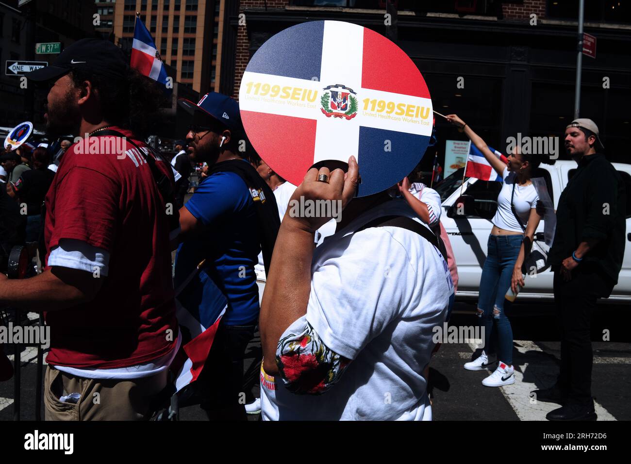 New York, New York, USA. 13th Aug, 2023. Music, floats and dancers ...