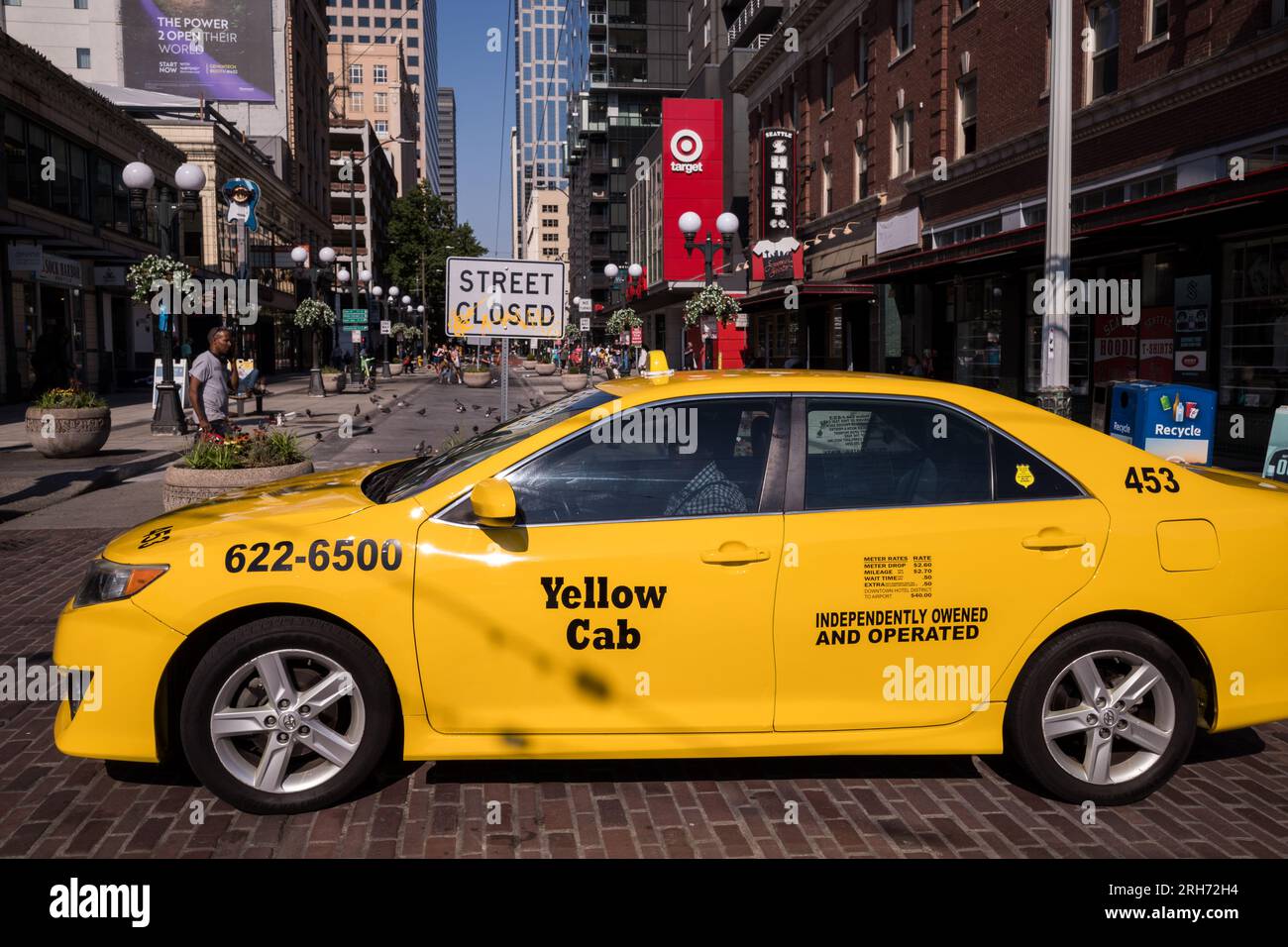 Seattle, USA. 7th Aug, 2023. A Yellow Cab on Pike street by the market ...