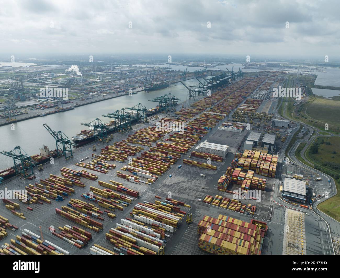 Antwerpen, 12th of August, 2023, Belgium. Aerial Insights into Antwerp ...